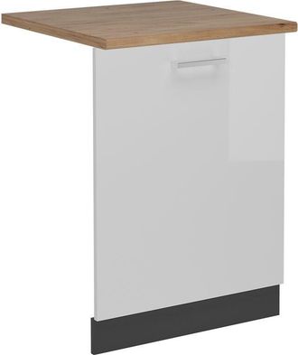 Vicco Geschirrspülblende R-Line, Weiß Hochglanz, 60 cm, ap Eiche