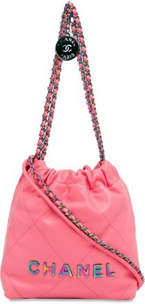 Chanel Hobo Bags - Mini Shiny Calfskin Rainbow Hardware 22 Handbag - Gr. unisize - in Gold - f&uuml;r Damen