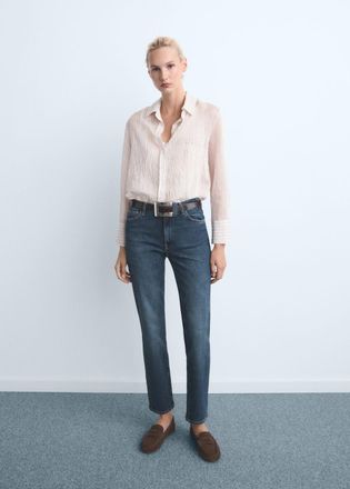 Mango Slim-Fit Jeans mit mittlerer Bundhöhe dunkelblau - Damen - 32 - MANGO