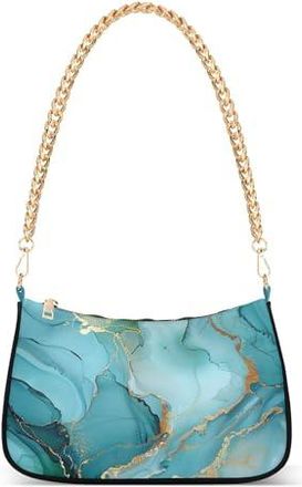 Mnsruu Sac à bandoulière pour femme, sac à main abstrait, turquoise, marbre, sac à main avec chaîne, sac fourre-tout, Multicolore 66, Taille unique