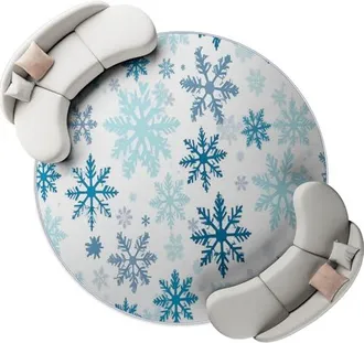Generic Bleu Tapis de Salon Rond 180 cm, Mignon Dessin Anim&eacute; Flocons De Neige Tapis Chambre Antid&eacute;rapant Lavable, Ne Perd Pas Ses Poils Moelleux Moquette pour