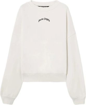 Palm Angels Homme, Sweatshirts et sweats &agrave; capuche, Blanc, Taille: XL Curved Logo SweaT-shirt