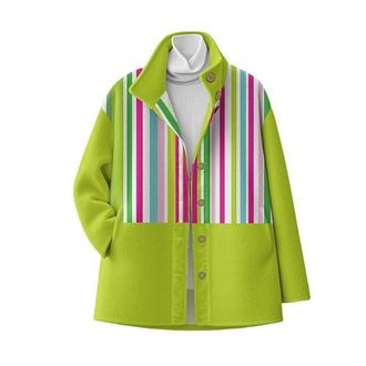 Keephen Polka Dot/Colorblock 3D Impression Femmes Flou Polaire Veste Revers Col Flanelle Bouton Manteau Manches Longues Chaud Hiver Manteau avec Poches