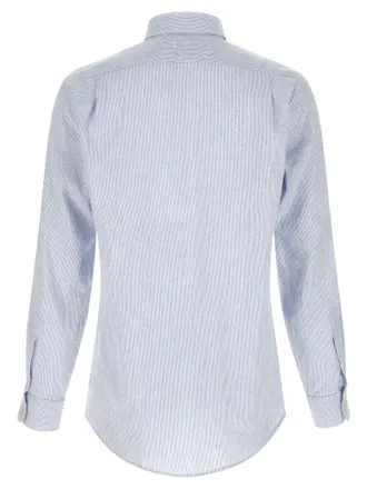 Polo Ralph Lauren Micro-Striped Linen-Cotton Shirt - Blue