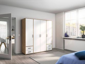 rauch home24 Drehtürenschrank Voyager 187cm Braun/Alpinweiß/Eiche Artisan Dekor