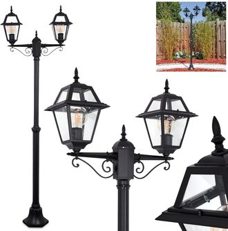 HOFSTEIN Kandelaber Fornelos, Außenwegeleuchte aus Metall/Glas in Schwarz/Klar, verstellbare Wegeleuchte im Vintage/Antik/Landhaus-Design für Garten, Außenbere