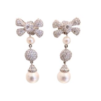 Ambrosia Paris haute couture crystal and pearl earrings