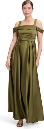 Vera Mont Damen Abendkleid schulterfrei 38, Shiny Olive