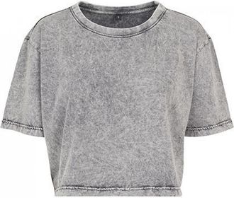Build Your Brand Rundhalsshirt Damen Acid Washed Cropped Tee