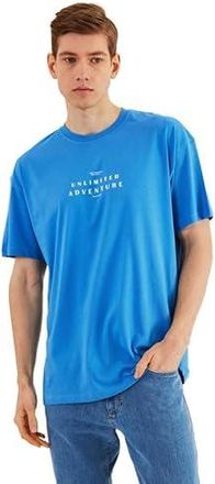 Comeor Lot de 2 &agrave; 3 ou 4 t-shirts classiques &agrave; manches courtes en coton pour homme - Col rond, bleu, XXL