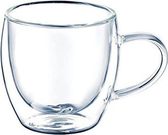 Ambition Doppelwandige Espressogl&auml;ser Mia 2 St. 100 ml Espresso Gl&auml;serset Kaffeetassen aus Glas mit Henkel transparent