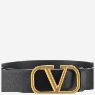 Valentino Garavani Mens Belt Vlogo Signature Calf Leather Black