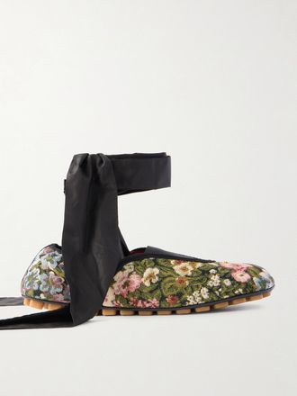 Valentino Garavani Rythmika Ballerinas Aus Canvas Mit Jacquard-blumenmuster Zum Binden - Mehrfarbig