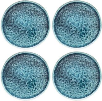 Kare Design Design Teller Mustique, Geschirr-Set, 4-teilig, Blau, 27cm Durchmesser, Handgearbeitet, Mikrowellenfest, Sp&uuml;lmaschinenfest, Pflegeleicht, Keramik Stei