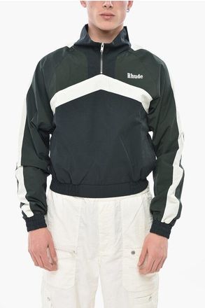 Rhude Two-Tone Nylon and Cotton Anorak with Half Zip size S