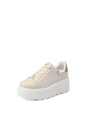 Queen Helena Sneakers Platform Baskets Hautes avec compensation Casual Femme X32-11, X34 17 Beige, 41 EU