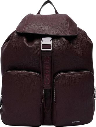 Calvin Klein Sac &agrave; dos &agrave; rabat avec sangle en toile - Femme - Sacs - Brun - Taille: ONE Size