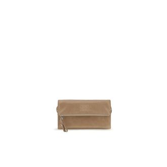 Miu Miu Embossed Logo Leather Clutch Bag - - Bags - Damen - Beige - ONE SIZE