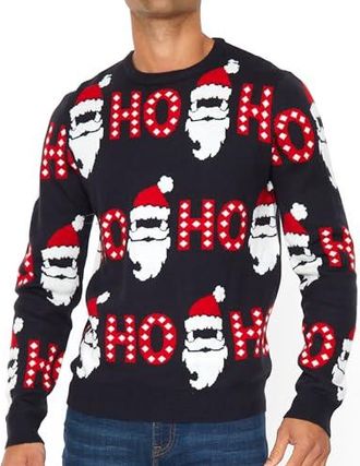 Noroze Pull de Noël tricoté pour Homme Motif Ours Polaire Bonbon Ho Père Noël Cervin Pull de Noël Unisexe Haut S à 2XL, Hoho Santa Shades NVY, M