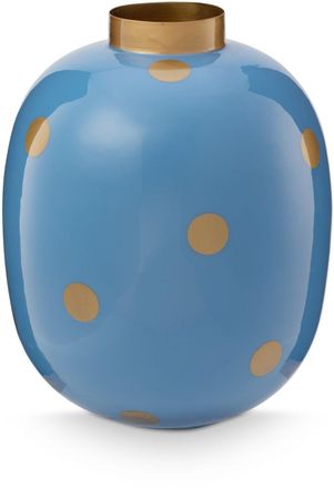 Pip Studio Vase Metall Punkte Hellblau/Gold 32cm