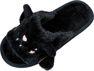 Generic Pantoufles pour femme - Chaussures dintérieur - Bottes de sol à barillet moyen - Peuvent être chaudes, Noir, 39 EU