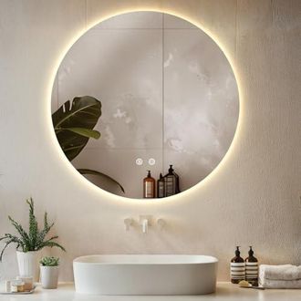 TecTake TecTake Miroir Salle de Bain Rond &eacute;clairage LED int&eacute;gr&eacute;, Miroir Coiffeuse &agrave; LED, 3 Couleurs de lumi&egrave;re r&eacute;glables, Fonction m&eacute;moire, Anti-bu&eacute;e, Id&eacute;al S