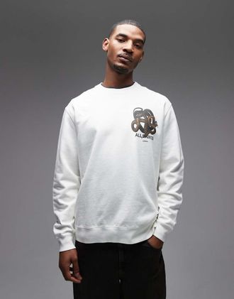 AllSaints Reticulate - Sweatshirt in Kreidewei&szlig;