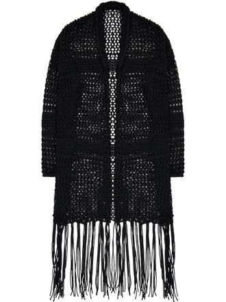 Laneus cardigan oversize en maille ajourée - Noir