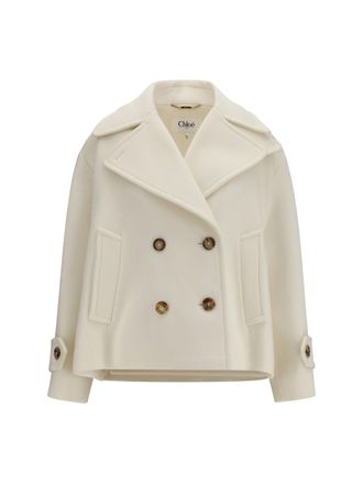 Chlo&eacute; Womens Short Coat Eden White Wool (ovis Aries) Jacket