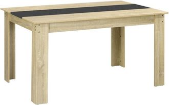 HOMCOM Homcom - Table &agrave; manger rectangulaire 6 personnes - dim. 140L x 90l x 75H cm - aspect ch&ecirc;ne clair noir