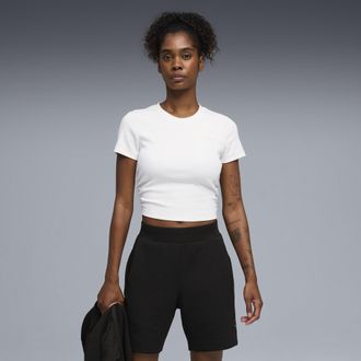 Puma CLOUDSPUN Slim Geripptes Trainings-T-Shirt Damen, Kleidung, Wei&Atilde;Y, XXS