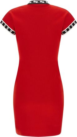 Versace Logo-Embroidered Cotton Knit Dress - Red