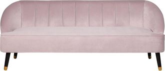 Beliani 3-Sitzer Sofa Samtstoff rosa gesteppt mit hohen Füßen schwarz/Gold Alsvag