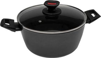Zanetti Evolution Kasserolle für Induktion, Durchmesser 24 cm, Antihaftboden, hohe Dicke, Kasserolle mit Deckel, bequemer Griff, zwei Griffe, Schwarz