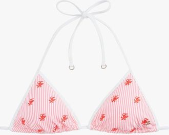 Tommy Hilfiger Haut de maillot de bain triangle &agrave; rayures et logo brod&eacute;