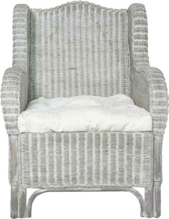 vidaXL Sessel mit Kissen Grau Nat&uuml;rliches Rattan und Leinen - Vidaxl