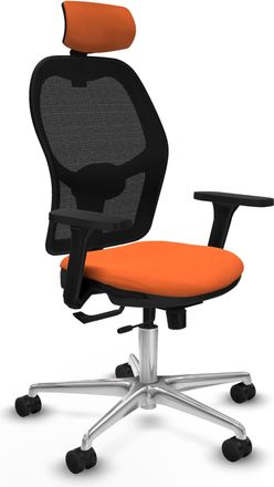Piqueras y Crespo Ergonomischer Telearbeitsstuhl mit 3D-Armen, h&ouml;henverstellbare Lendenwirbelst&uuml;tze und h&ouml;henverstellbares Kopfteil, Schwarz/Orange