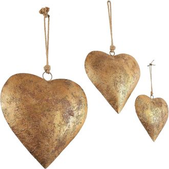 Generic Metallherz zum Aufhängen - Wanddeko Herz aus Metall, Vintage-Wandkunst aus Metall | Metallherz Dekoglocke mit goldfarbenem Antik-Finish, Liebessymbol,