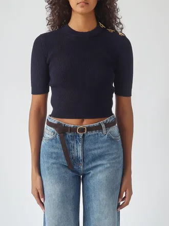 Elisabetta Franchi Top court c&ocirc;tel&eacute; en viscose avec aillets m&eacute;talliques