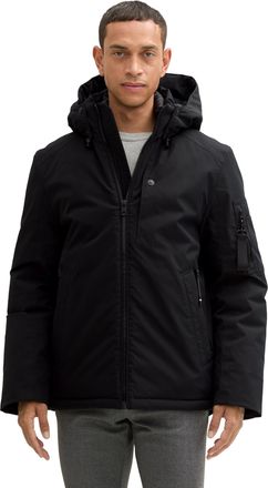 Tom Tailor Herren 1042206 Gefütterte Jacke mit Abnehmbarer Kapuze, 29999-Black, XXL