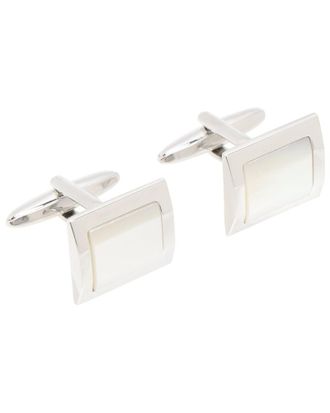 Lindenmann Rechteckige Manschettenknöpfe mit perlfarbenem Schmuckstein in