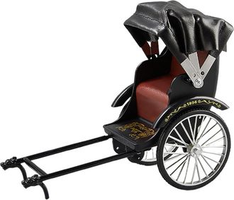 Frcolor Handgefertigte Vintage Jinrikisha Figurine aus Robustem Legierungsmetall Authentische Historische Miniatur mit Beweglichen Reifen Retro Dekoration für