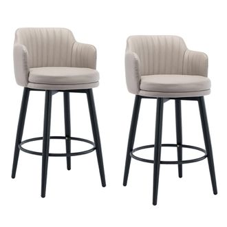 Generic Drehbarer Barhocker, 2er-Set mit R&uuml;ckenlehne, K&uuml;chenbarhocker, Tresenhocker mit Armlehnen, Metallbeine