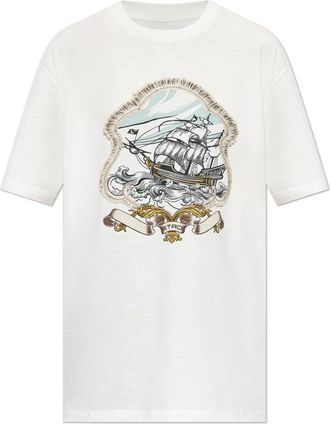 Etro Baumwoll-T-Shirt mit Print - - Tops - Damen - Wei&szlig; - S