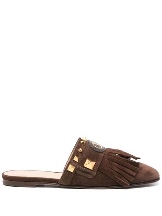 Valentino Garavani mules à détaVLOGO en daim - Marron