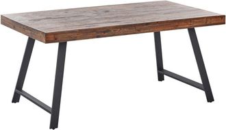 Beliani Table de Salle &agrave; Manger Industrielle en Bois de Pin MDF 160 x 90 cm Pieds en M&eacute;tal Bois Fonc&eacute; Warton