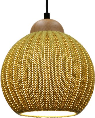 Guru Shop Moderne Deckenleuchte aus Gestrickter Baumwolle Modell - Kitami Gr&uuml;n, 22x20x20 cm