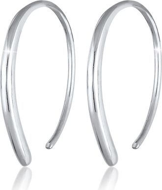 Elli Boucles doreilles créoles basiques géométriques à enfiler en argent massif 925 - Argent-Argenté