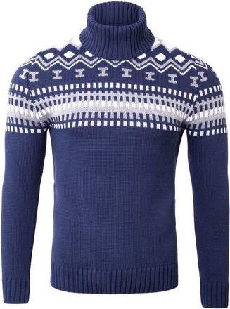 Reslad Strickpullover Reslad Rollkragenpullover Herren Grobstrick Norweger Pullover Winter (1-tlg) Strickpullover Männer Norwegermuster mit Roll Neck