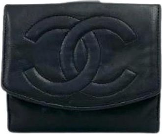 Chanel Portefeuille pr&eacute;-poss&eacute;d&eacute; en cuir dagneau Coco Mark - Femme - Pre-owned - Noir - Taille: ONE Size
